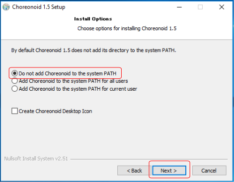 Installing with the installer (Windows) — Choreonoid master documentation